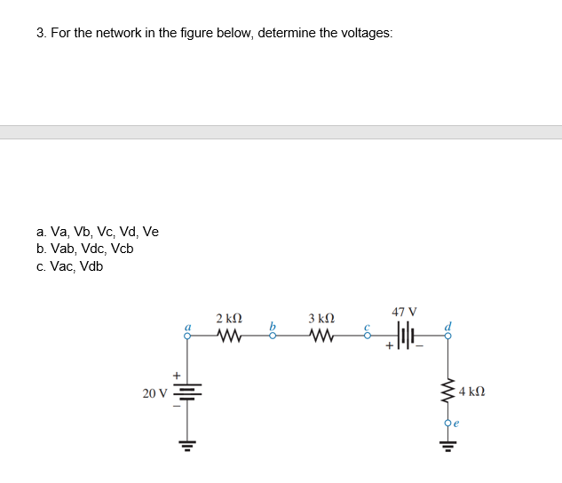Solved 3. For the network in the figure below, determine the | Chegg.com