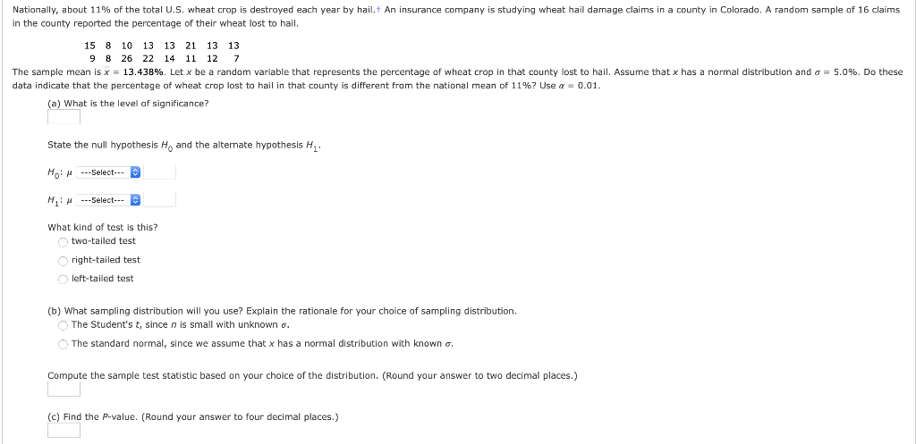 Solved Nationally, about 11% of the total U.S. wheat crop is | Chegg.com