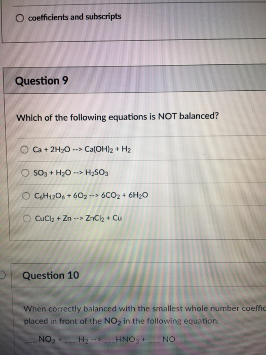 Solved O coefficients and subscripts Question 9 Which of the | Chegg.com
