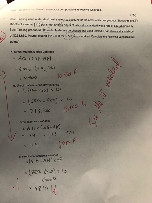 Solved Part II (2 problems) Please show your computations to | Chegg.com
