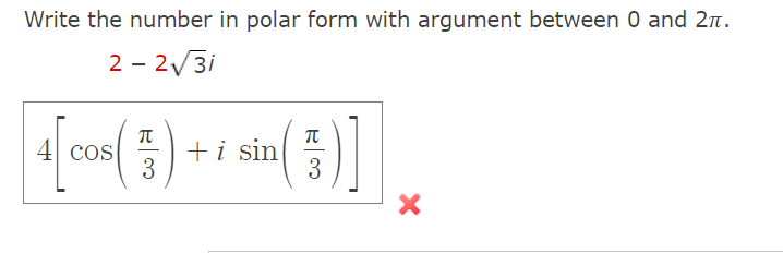 Solved Write the number in polar form with argument between | Chegg.com
