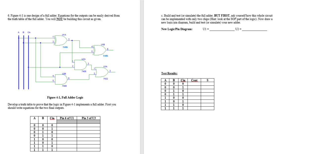 Solved 6. Figure 4-1 is one design of a full adder. | Chegg.com