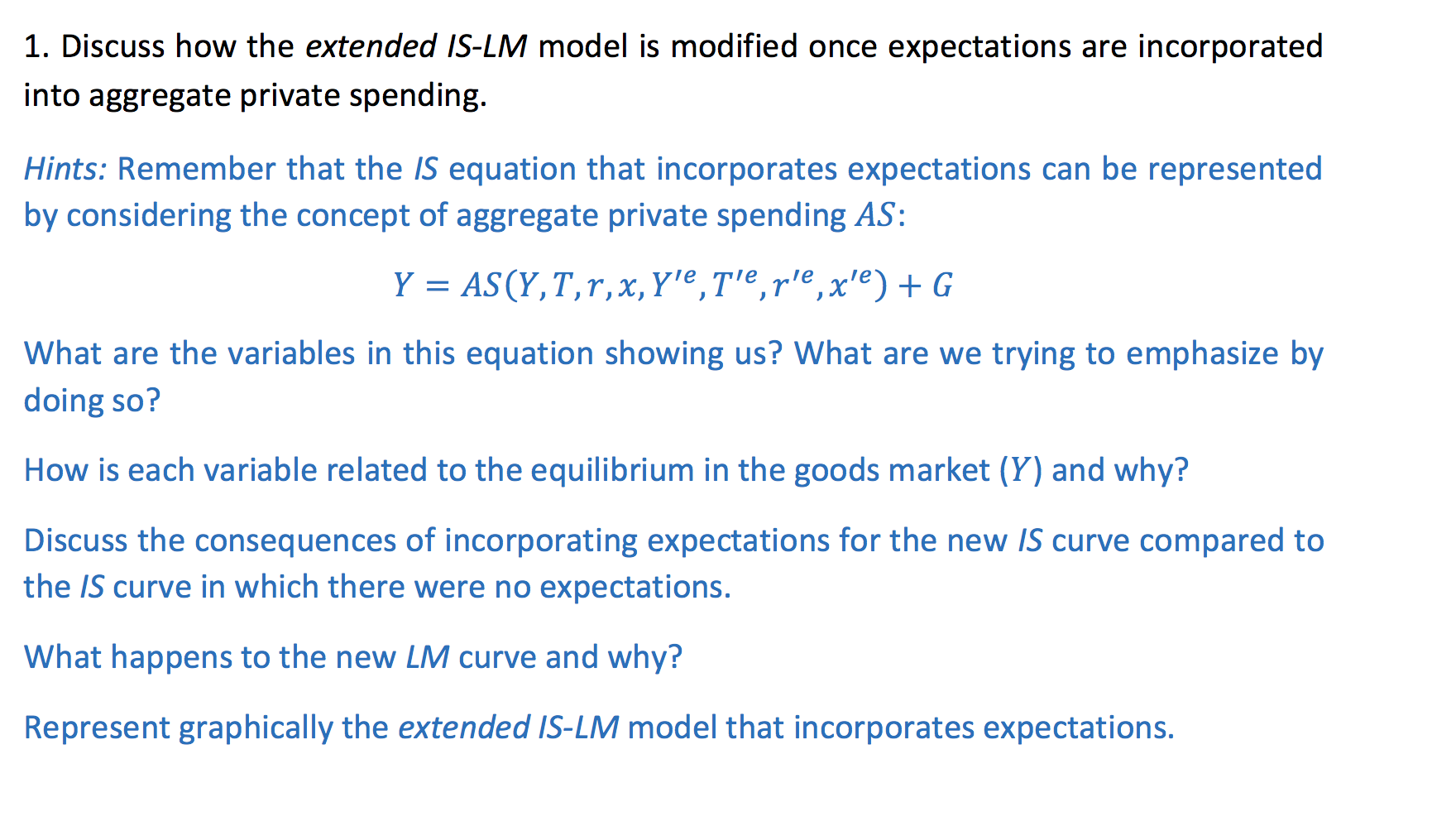 Solved 1. Discuss how the extended IS-LM model is modified | Chegg.com