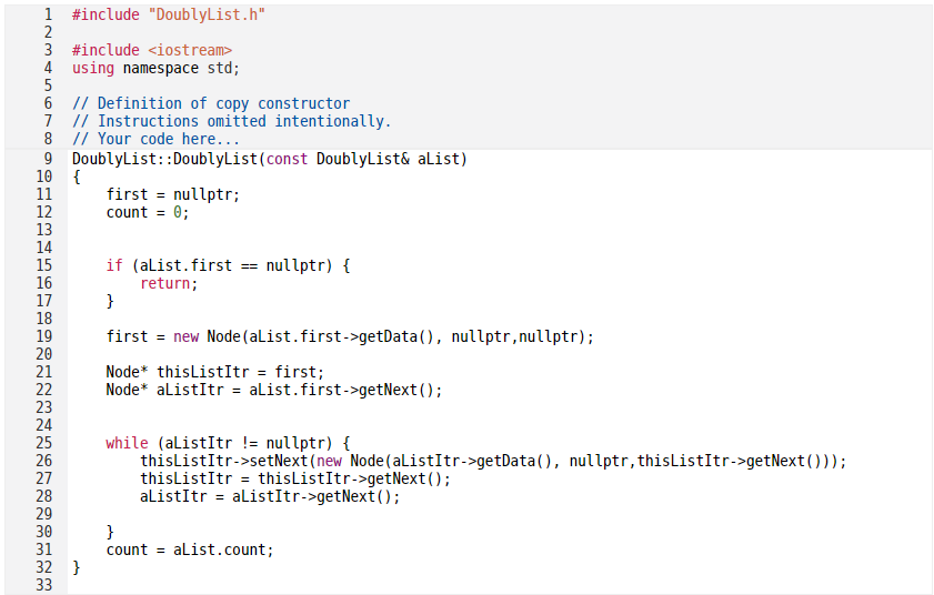 class Node { public: Node() : data(6), prev(nullptr), | Chegg.com