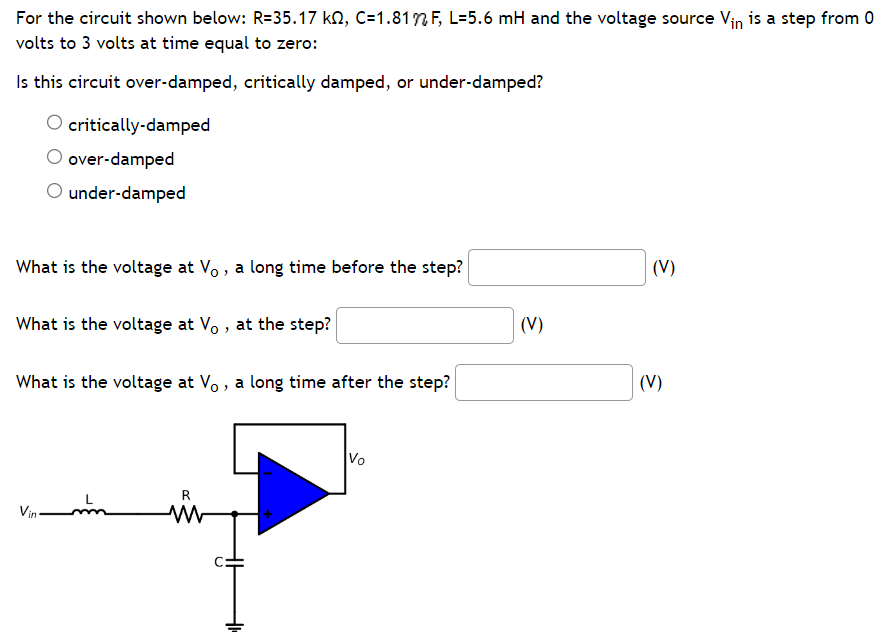 Solved For the circuit shown below: | Chegg.com