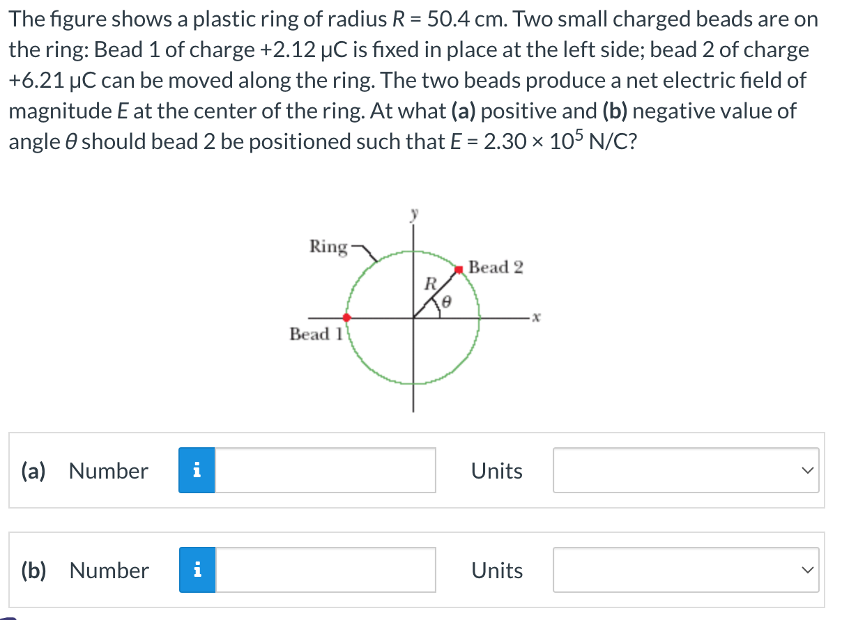 Solved The figure shows a plastic ring of radius R=50.4 cm. | Chegg.com
