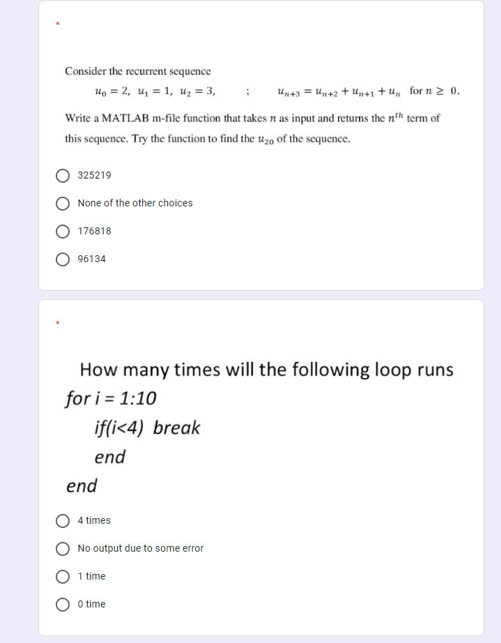 Solved Consider the recurrent sequence Up = 2, uy = 1, U2 = | Chegg.com
