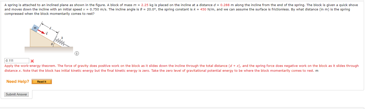 Solved A spring is attached to an inclined plane as shown in | Chegg.com