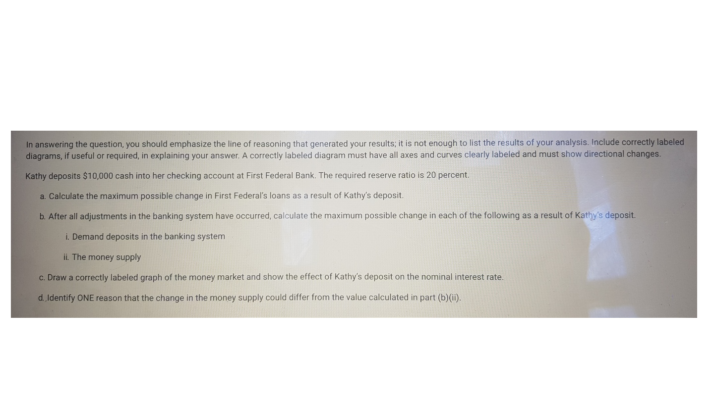 Solved In answering the question, you should emphasize the | Chegg.com