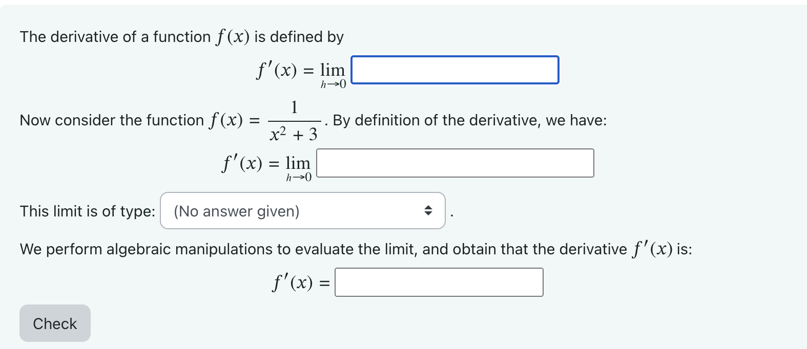 Solved The derivative of a function f(x) ﻿is defined | Chegg.com