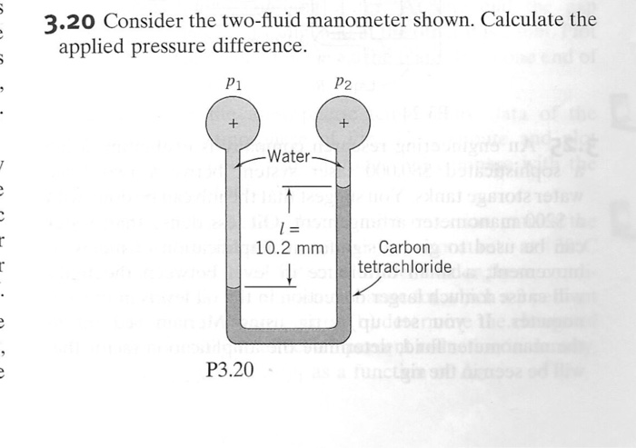 Solved 3.20 Consider the two-fluid manometer shown. | Chegg.com