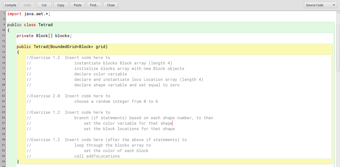 Solved Compile Undo Cut Copy Paste Find... Close Source Code | Chegg.com