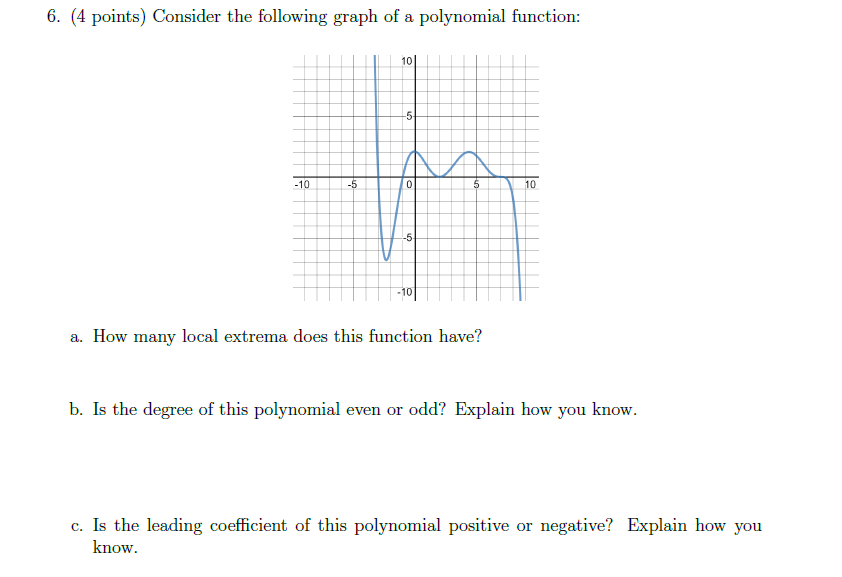 Solved 6. (4 points) Consider the following graph of a | Chegg.com