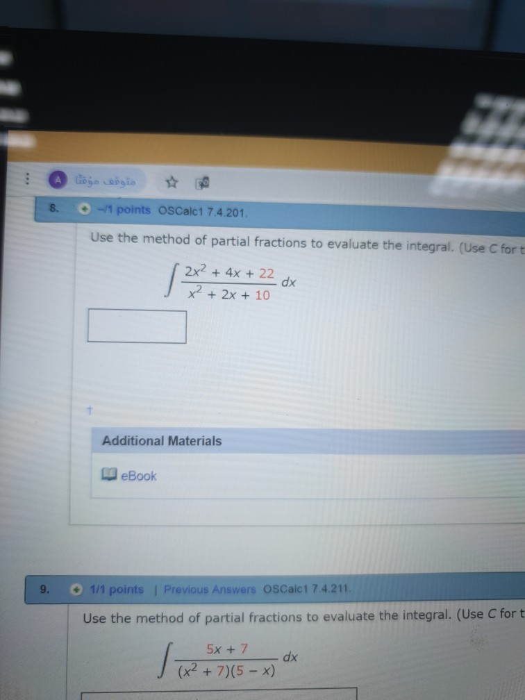 Solved 8. O -1 points OSCalc1 7.4.201 Use the method of | Chegg.com Solved 8. O -1 points OSCalc1 7.4.201 Use the method of | Chegg.com