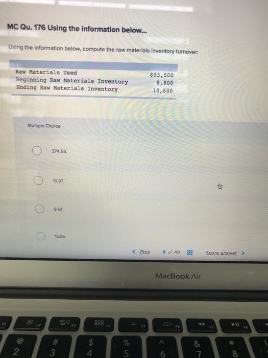 Solved MC Qu. 176 Using the information below... Using the | Chegg.com