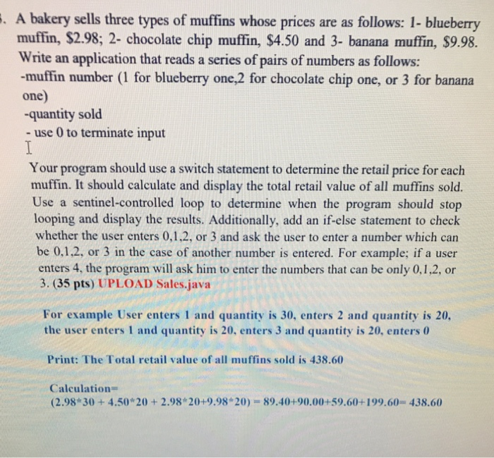 Solved A bakery sells three types of muffins whose prices | Chegg.com