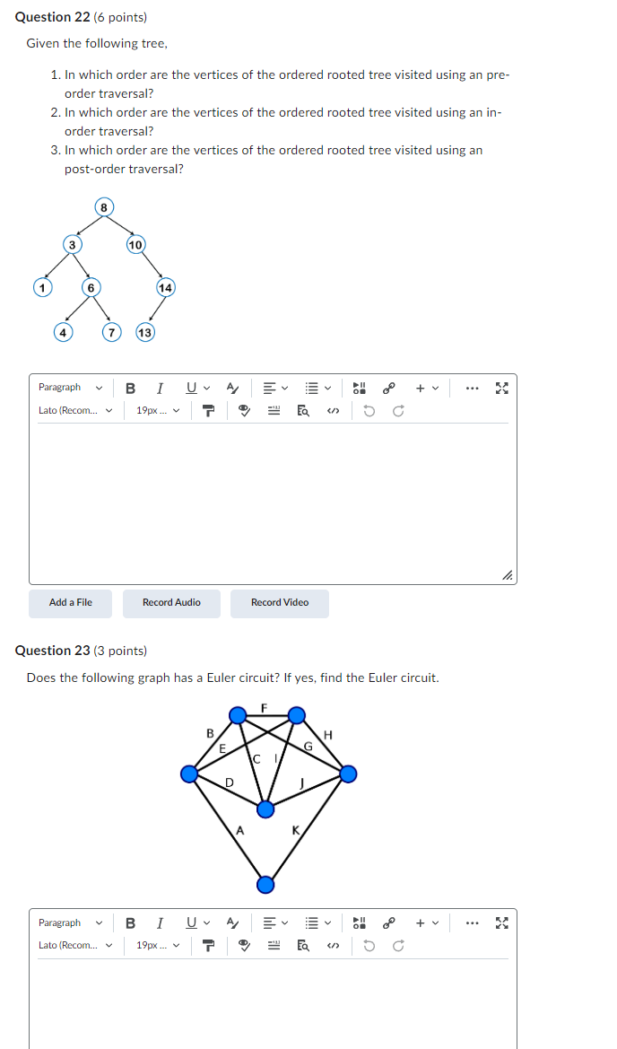 Solved Question 22 (6 points) Given the following tree, 1. | Chegg.com