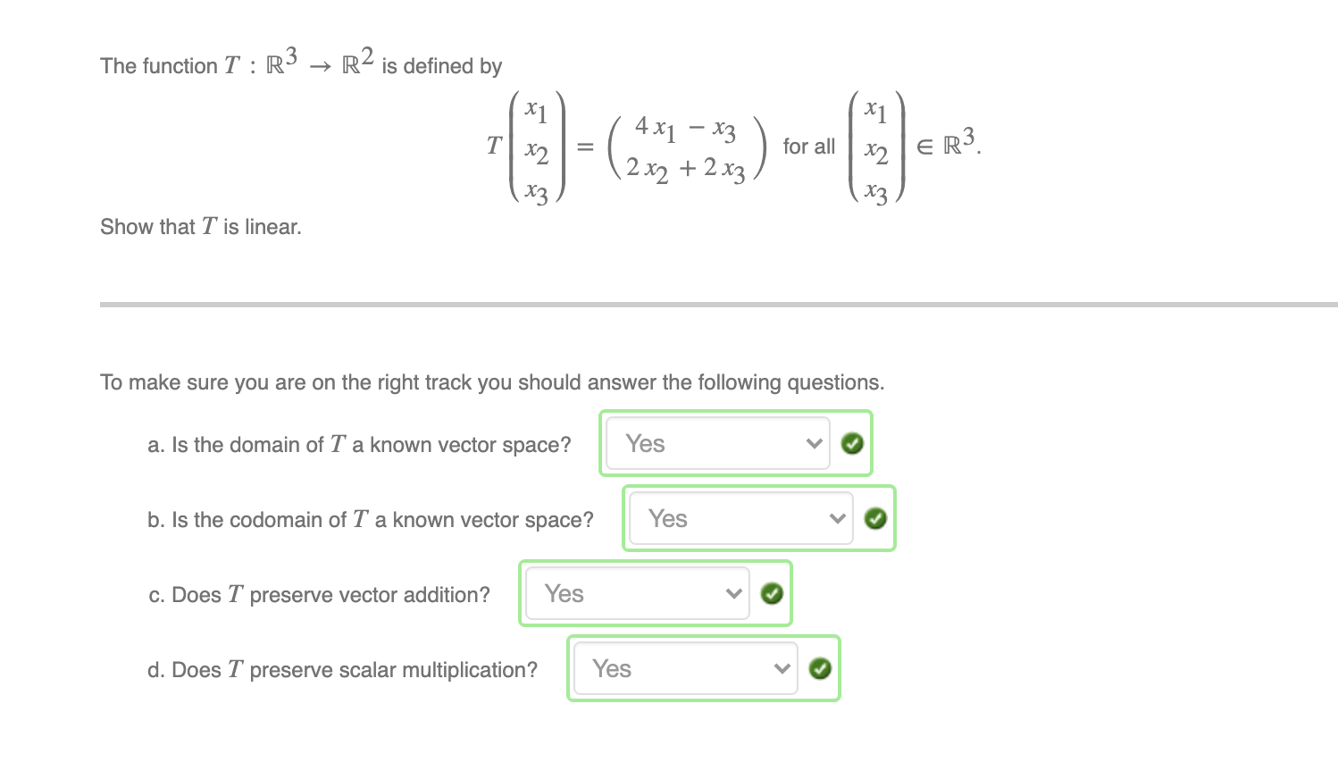 Solved The function T : R3 R2 is defined by X1 T x2 (22) 4x1 | Chegg.com