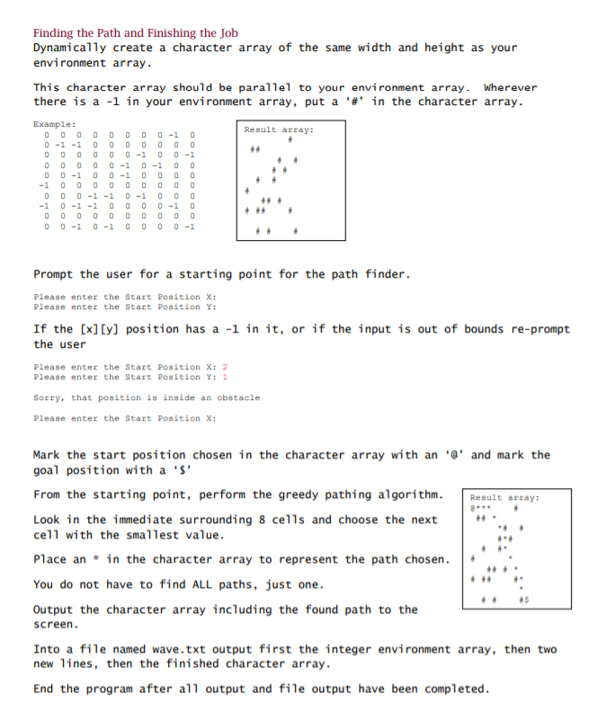 Solved Specifications: Option #1 - Wavefront Path Finder | Chegg.com