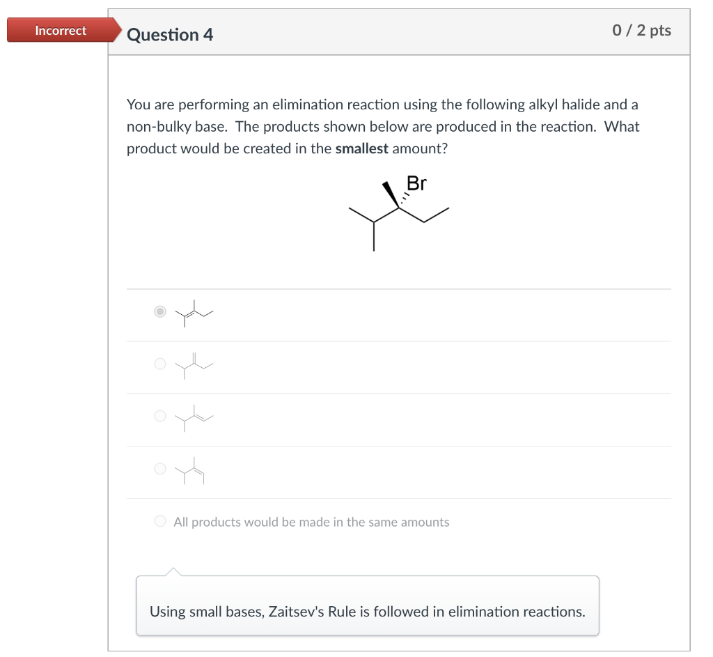 Solved Question 4 0/2 pts You are performing an elimination | Chegg.com