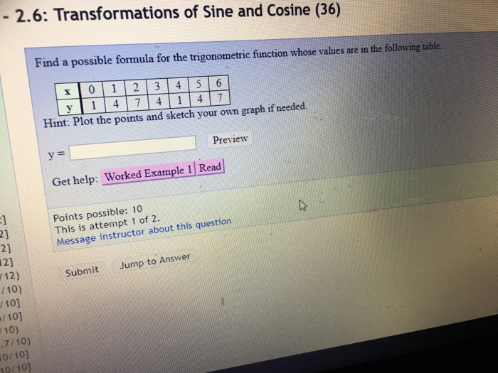 Solved 2.6: Transformations of Sine and Cosine (36) Find a | Chegg.com