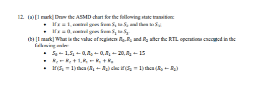Solved 12. (a) [1 mark] Draw the ASMD chart for the | Chegg.com