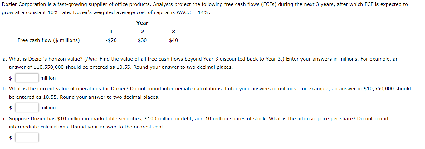 Solved a. What is Dozier's horizon value? (Hint: Find the | Chegg.com