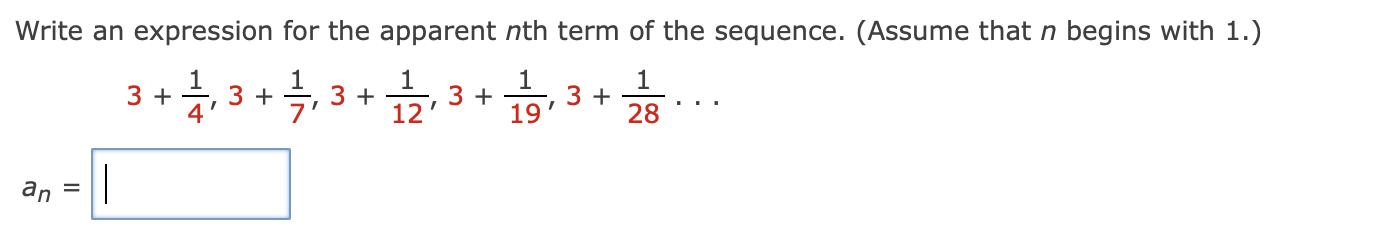 Solved Write an expression for the apparent nth term of the | Chegg.com