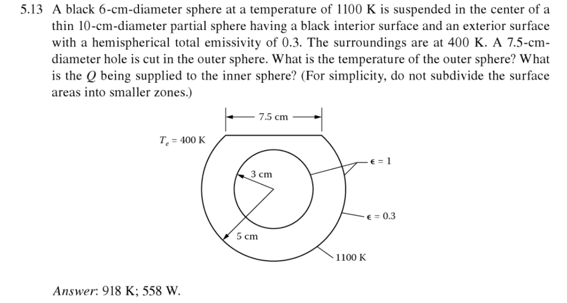 Solved 5.13 A black 6-cm-diameter sphere at a temperature of | Chegg.com