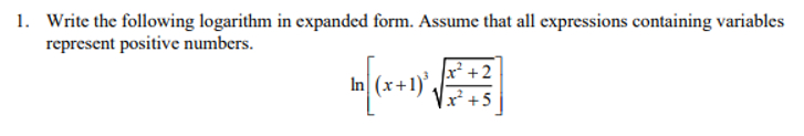 Solved Write the following logarithm in expanded form. | Chegg.com