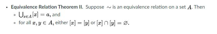 Solved Equivalence Relation Theorem II. Suppose is an | Chegg.com