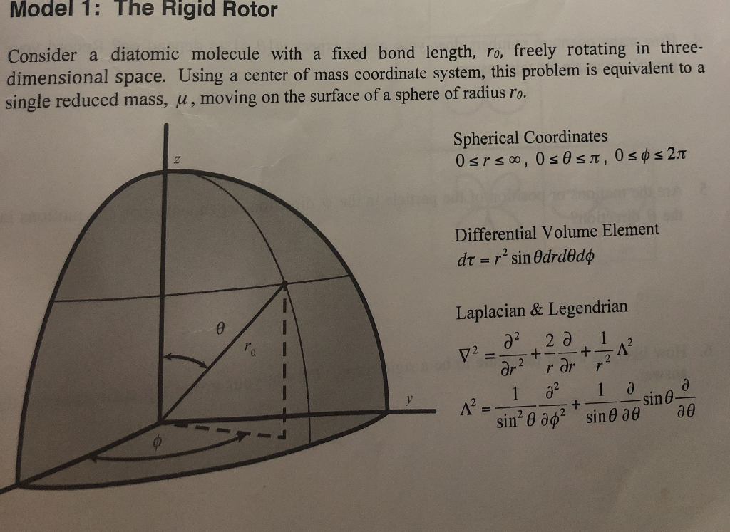 Model 1: The Rigid Rotor Consider a diatomic molecule | Chegg.com