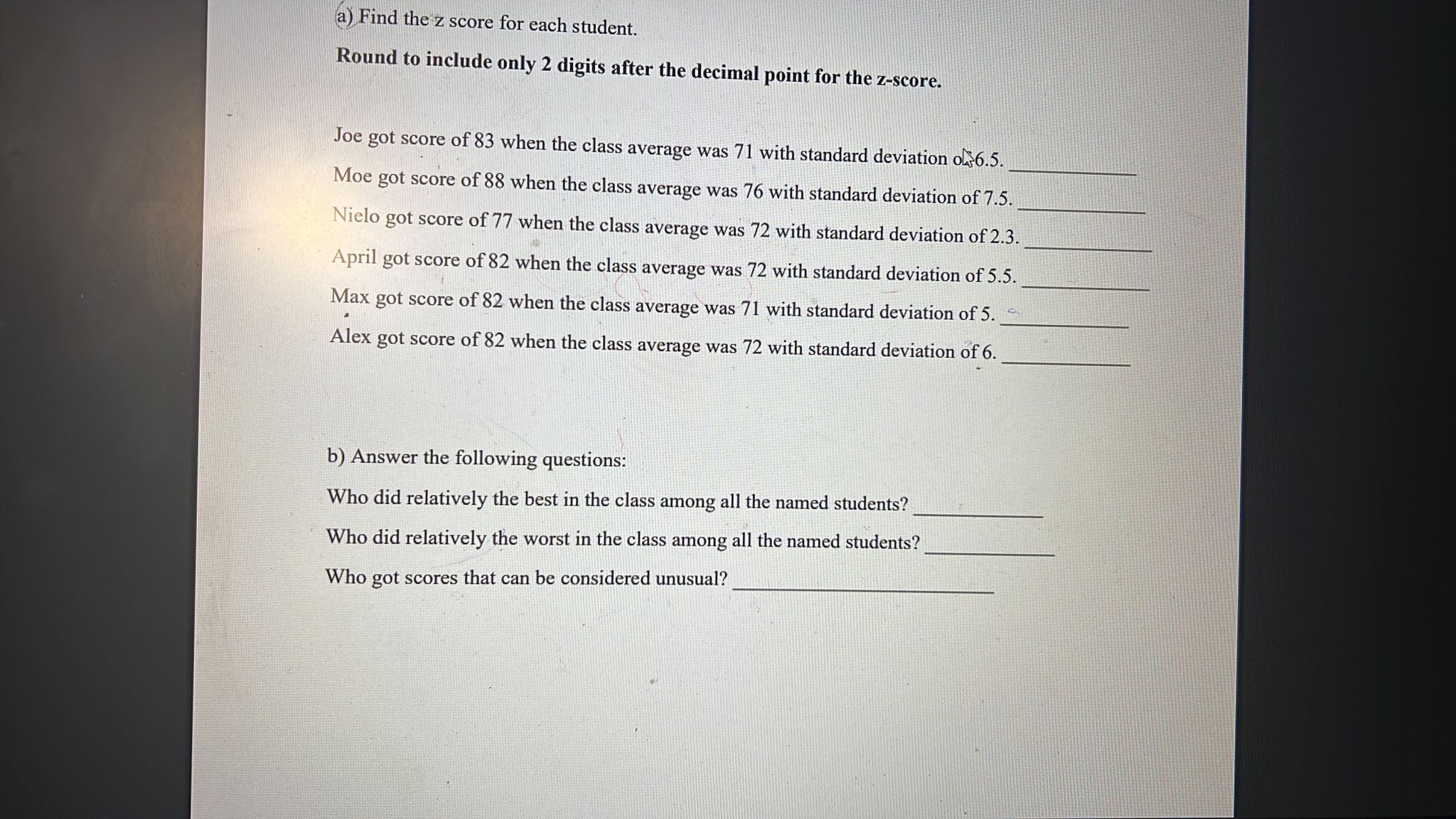 Z Score Practice Problems And Answers