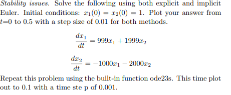 Stability issues. Solve the following using both | Chegg.com