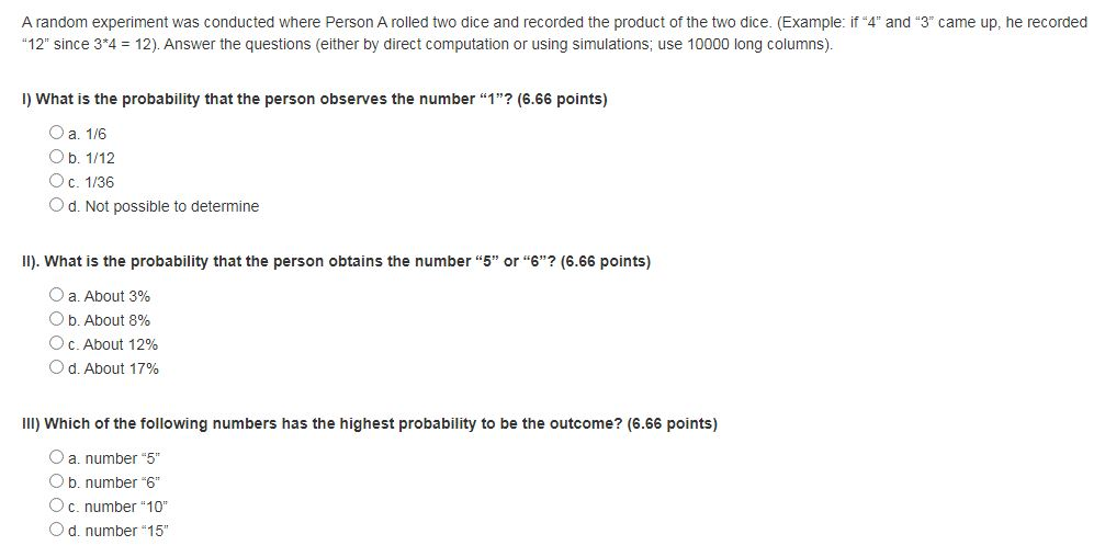 Solved A Random Experiment Was Conducted Where Person A