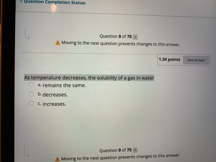 Solved Question Completion Status: Question 9 of 75 à Moving | Chegg.com