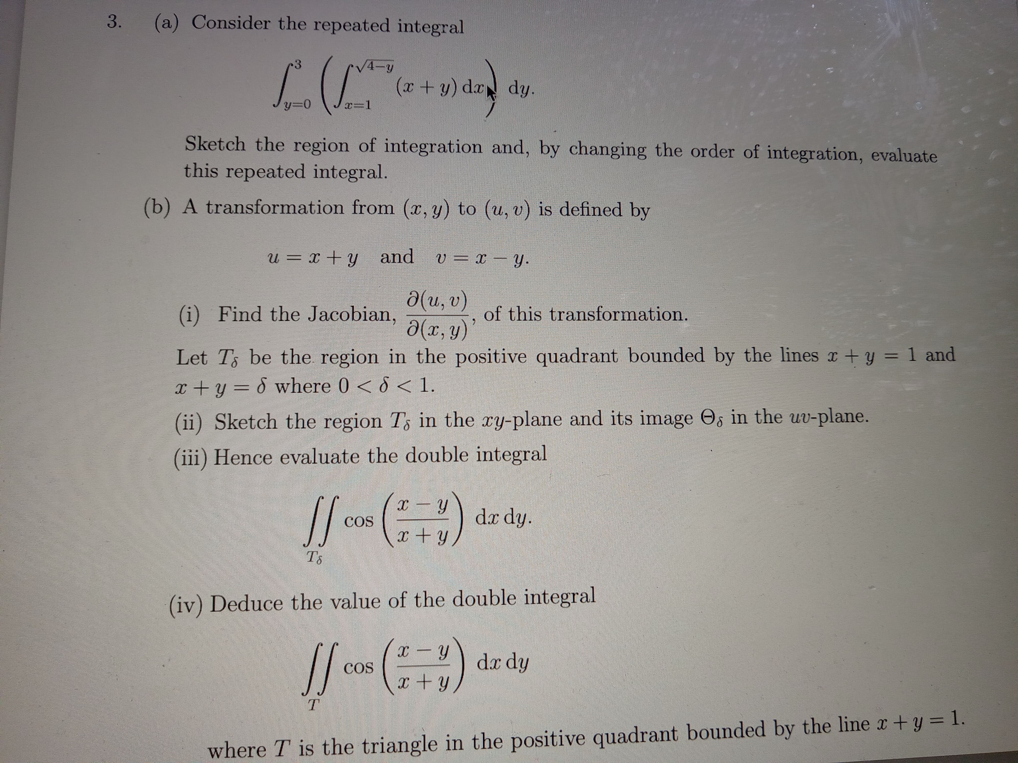Solved 3. (a) Consider the repeated integral | Chegg.com