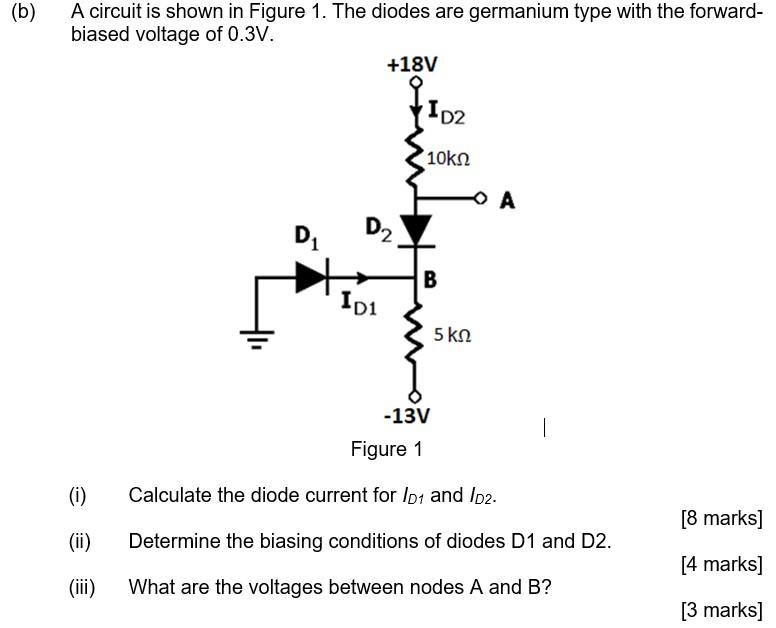 Solved (b) A circuit is shown in Figure 1. The diodes are | Chegg.com