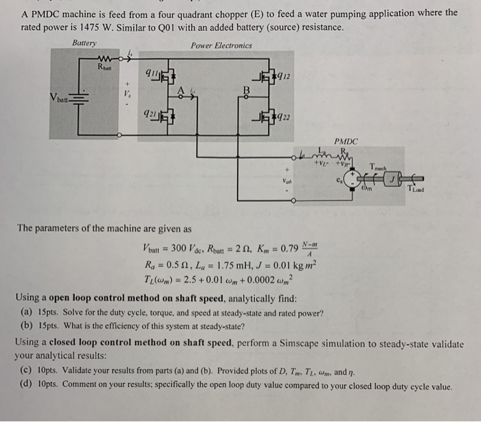 A PMDC machine is feed from a four quadrant chopper | Chegg.com