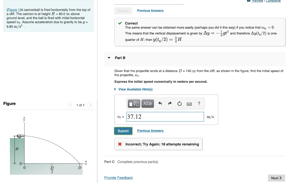 Solved Review Constants Submit Previous Answers (Figure 1) A | Chegg.com