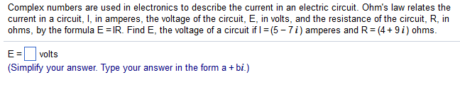 Solved Complex numbers are used in electronics to describe | Chegg.com