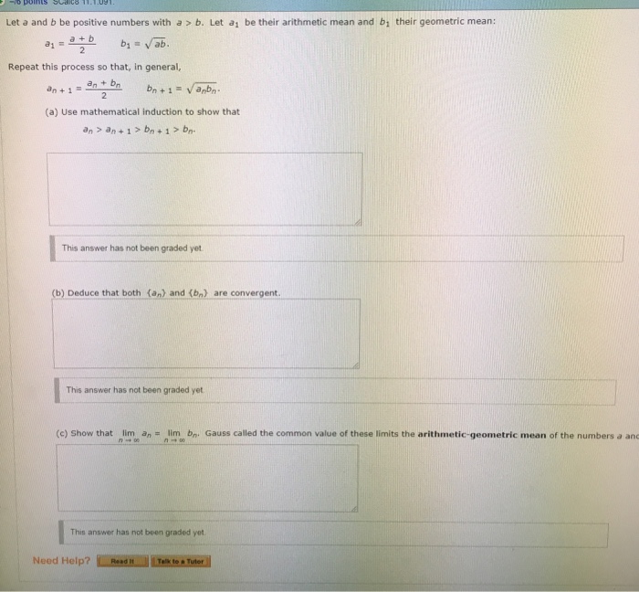 Solved Let a and b be positive numbers with a > b. Let a1 be | Chegg.com