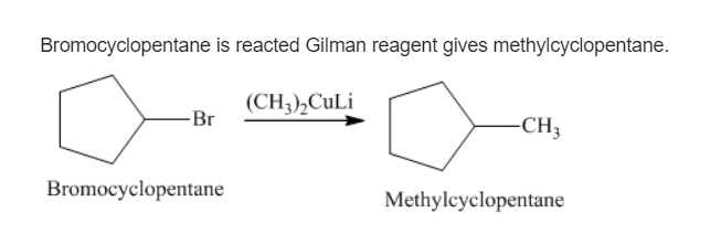 Solved Bromocyclopentane is reacted Gilman reagent gives | Chegg.com