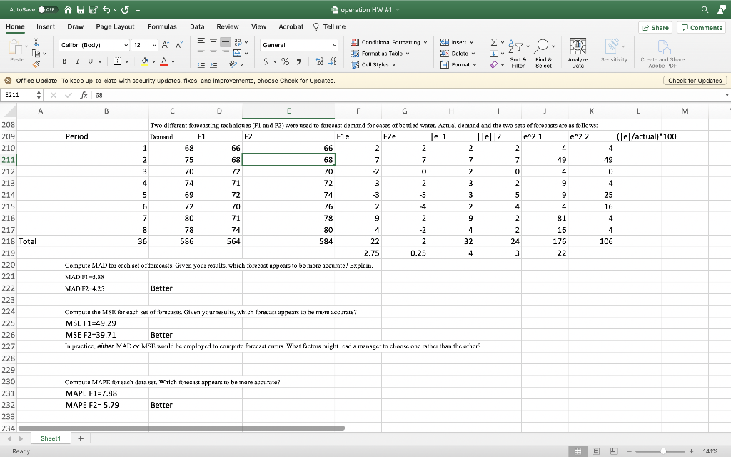 Solved AutoSave OFF OF AGEU operation HW #1 Home Insert Draw | Chegg.com