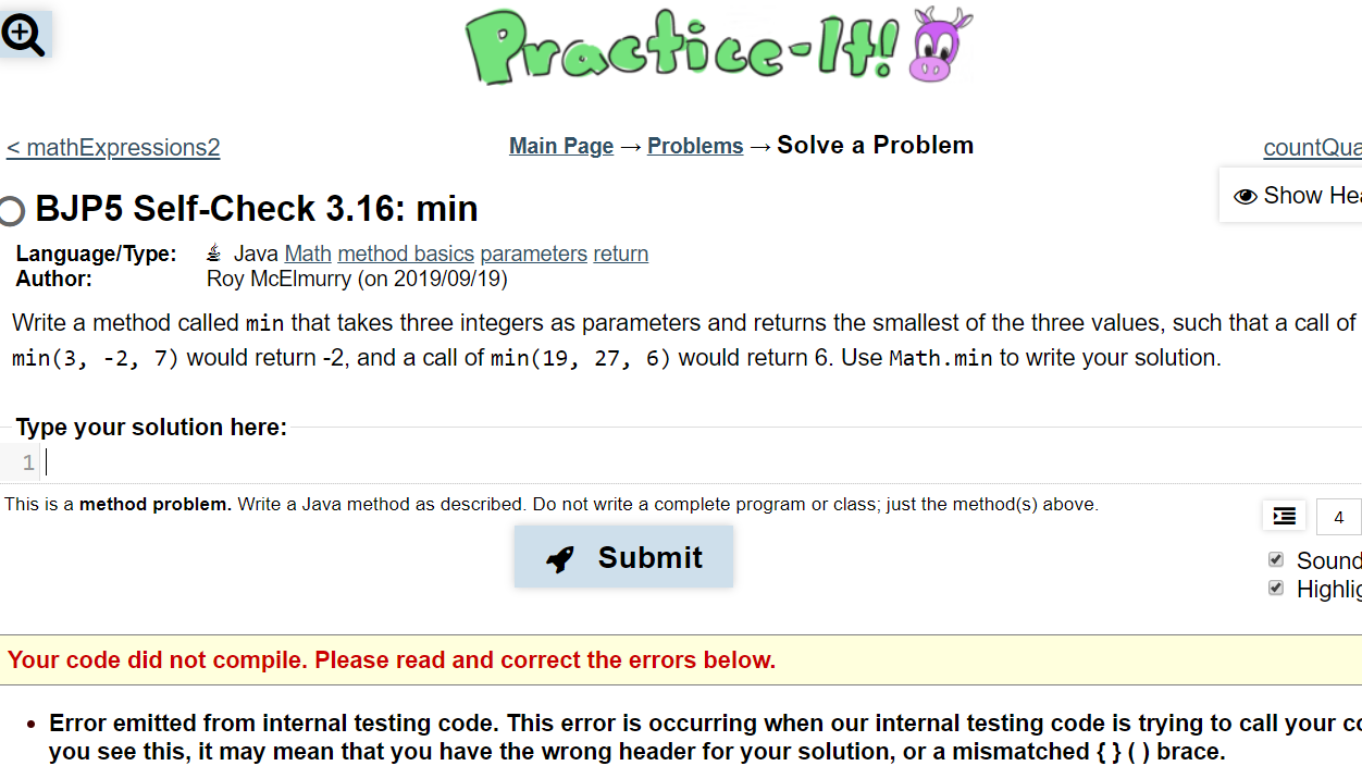 Solved Practice-It! | Chegg.com
