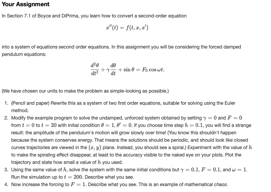 Your Assignment In Section 7.1 of Boyce and DiPrima, | Chegg.com