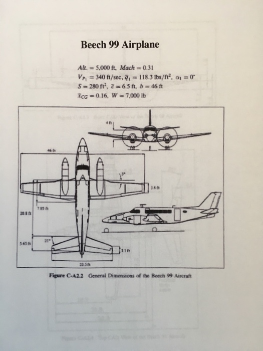 Solved Using the geometry given for the Beech 99 aircraft, | Chegg.com