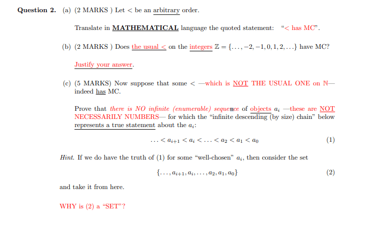 Solved Question 2. (a) (2 MARKS ) Let | Chegg.com