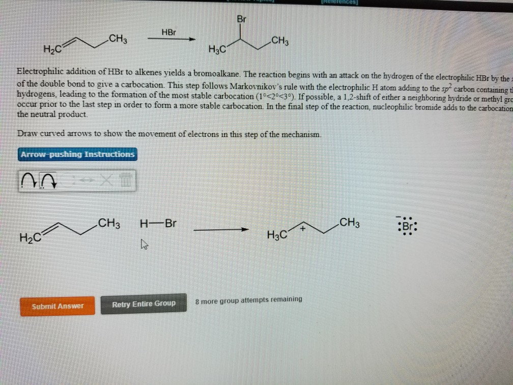 Solved CH3 CH3 H3C HBr CH3 H3C H3C CH3 Visited Electrophilic | Chegg.com