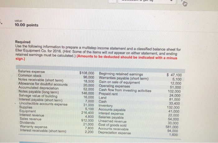 Solved Use the following to prepare a multi step income | Chegg.com